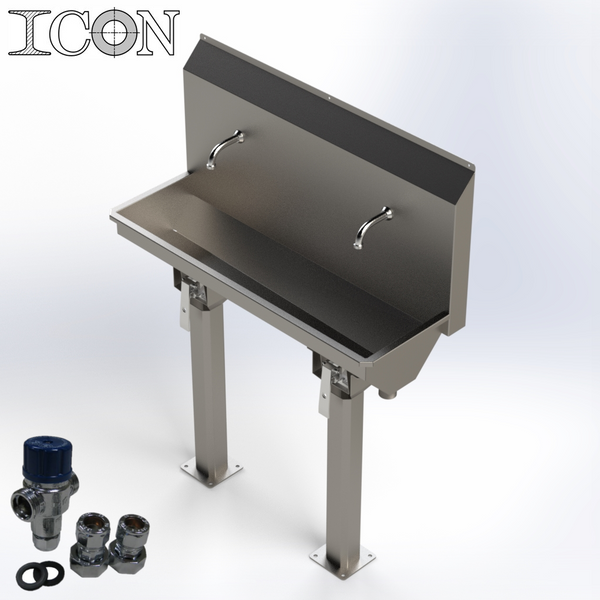 Twin-Station Knee-Operated Stainless Steel Sink | Icon Engineering ...