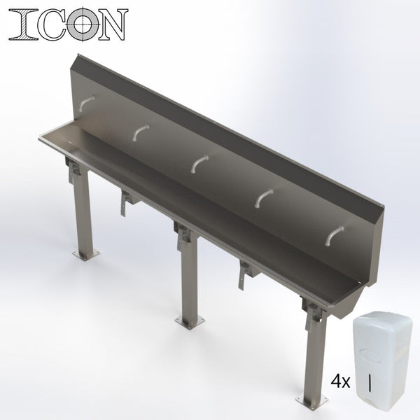 Five-Station Knee-Operated Stainless Steel Sink | Icon Engineering ...