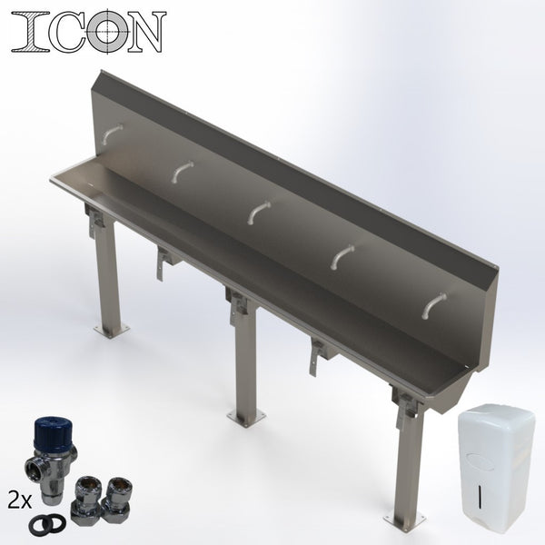 Five-Station Knee-Operated Stainless Steel Sink | Icon Engineering ...