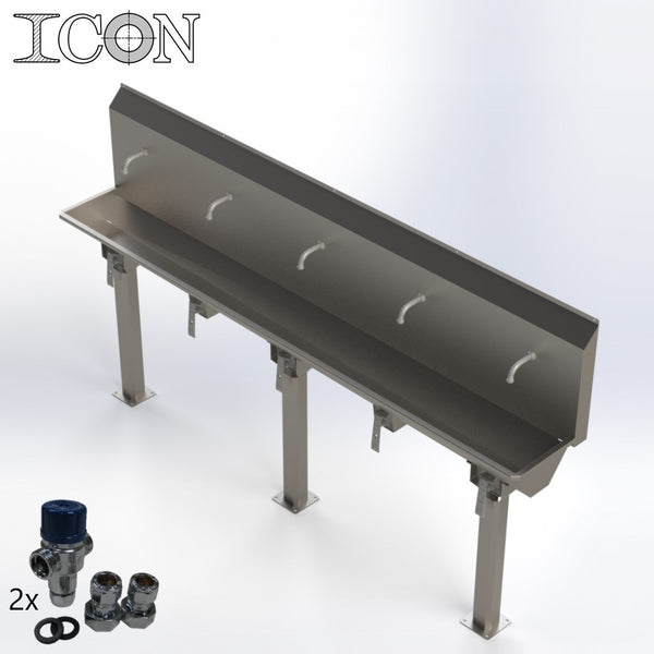 Five-Station Knee-Operated Stainless Steel Sink | Icon Engineering ...